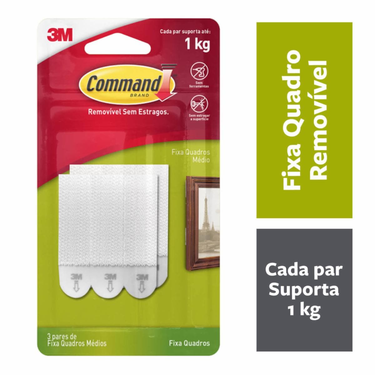 Fixa Quadros Adesivo 3M™ Command™, Médio, 3 Pares | 3M Brasil