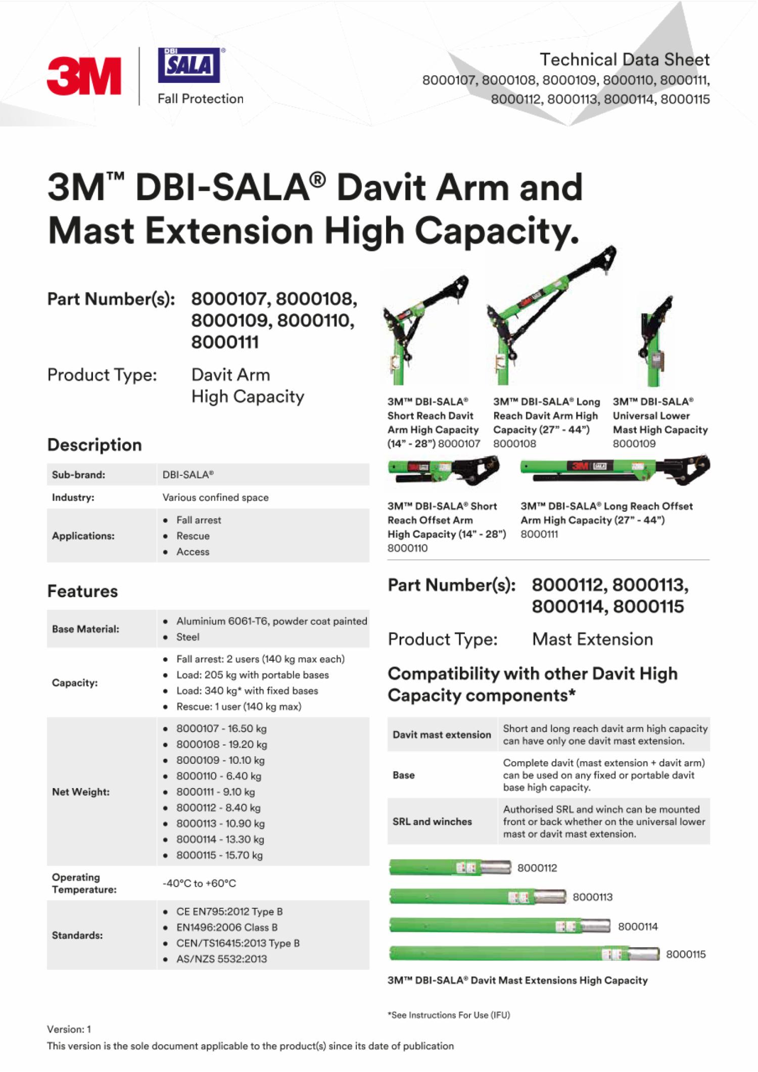 3M™ DBI-SALA®Davit-System für beengte Räume kurz, hohe Kapazität ...