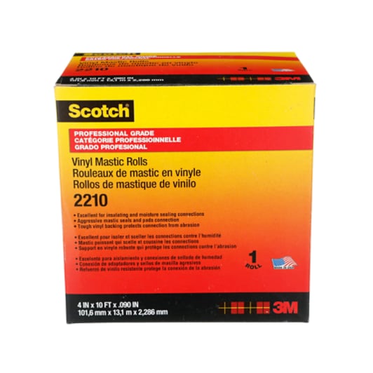 Scotch® Vinyl Mastic Roll, 2210, black, 90 mil (2.3 mm), 4 in x 10 ft ...