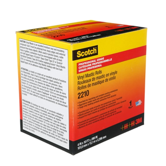 Scotch® Vinyl Mastic Roll, 2210, black, 90 mil (2.3 mm), 4 in x 10 ft ...