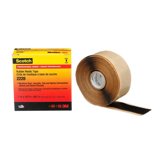 Scotch® Rubber Mastic Tape, 2228, black, 65 mil (1.65 mm), 1 in x 10 ft ...