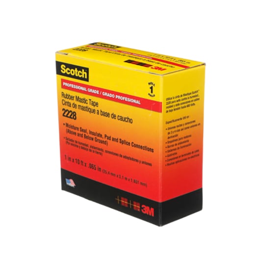 Scotch® Rubber Mastic Tape, 2228, black, 65 mil (1.65 mm), 1 in x 10 ft ...