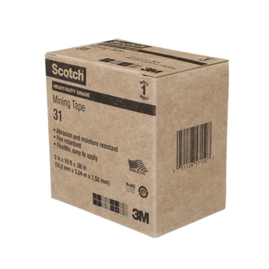 Scotch® Heavy Duty Mining Tape, 31, black, 60 mil (1.52 mm), 2 in x 10 ...