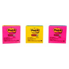 Post-it® Super Sticky Notes 654-3SSPK-C, Assorted Colours, 3 in x 3 in ...