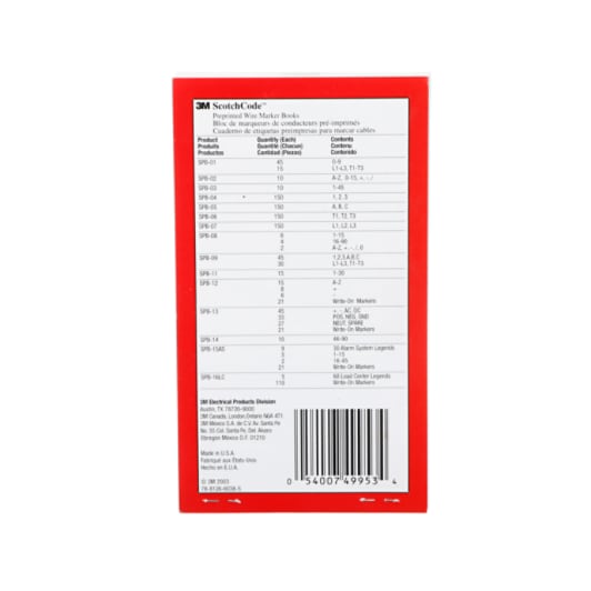 3M™ ScotchCode™ Pre-Printed Wire Marker Book, SPB-03, number 1 - 45 ...
