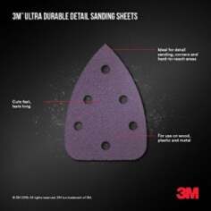 3M™ Ultra Durable Detail Sanding Sheets, 60 grit, Mouse4pk60, 4/pk, 20 ...