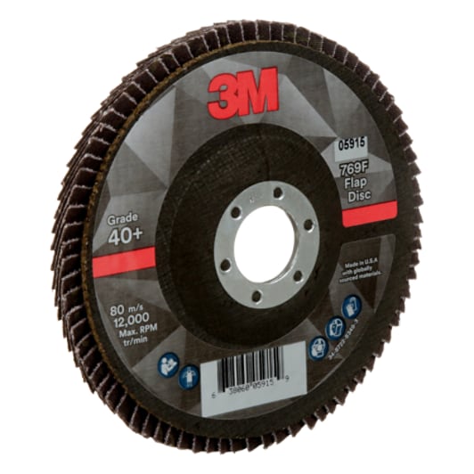 3M™ Flap Disc, 769F, T27, 40+, 5 in x 7/8 in (127 mm x 22.2 mm)