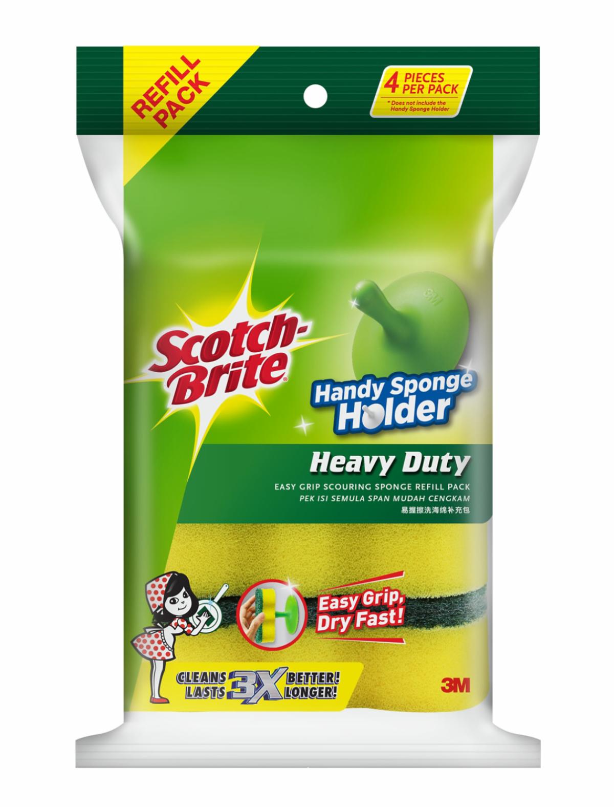 3M™ Scotch-Brite® Easy Grip Sponge Refill 21-4, Green/Yellow, 1 Pack ...