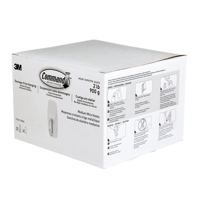 Command™ Wire Hooks 17065-S35NA, Medium, White, 2 lb (0.9 kg), 35 Hooks, 40 Strips | 3M Canada