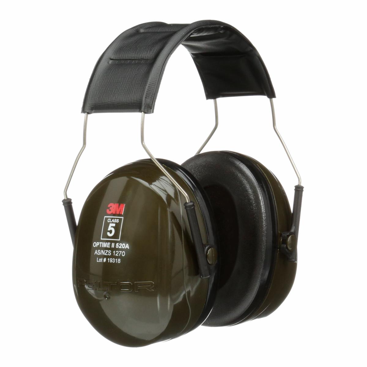3M™ PELTOR™ Optime™ II Headband Format Earmuff H520A, Green, Class 5 ...