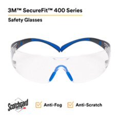 3M™ SecureFit™ Safety Glasses SF401SGAF-BLU, Blue/Gray, Clear ...