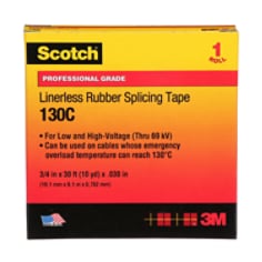 Scotch® Linerless Rubber Splicing Tape 130C, 3/4 in x 30 ft, Black, 1 ...