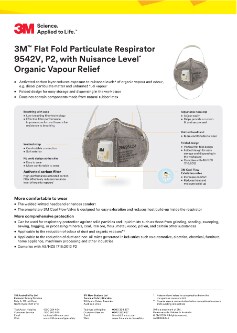 3M™ Flat Fold Particulate Respirator 9542V, P2, Valved, with Nuisance ...