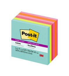 Post-it® Super Sticky Notes 654-6SSMIA70, Supernova Neons, 3 in x 3 in ...