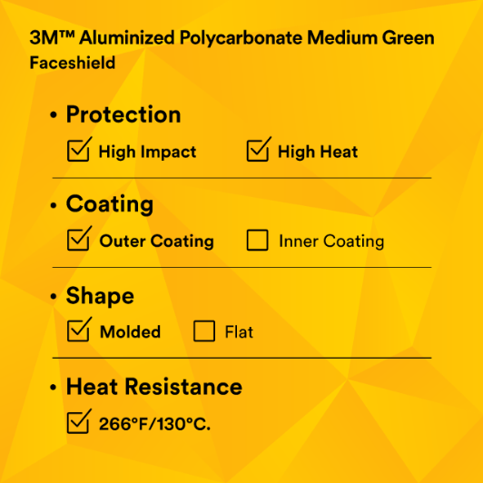 3M™ Aluminized Polycarbonate Faceshield WP96BAL, Medium Green, 82518 ...