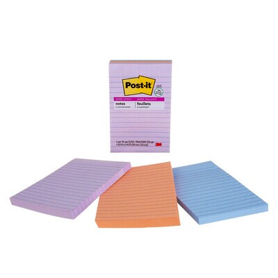 Post-it® Super Sticky Recycled Notes 660-3SSNRP, Bali Collection, lined ...