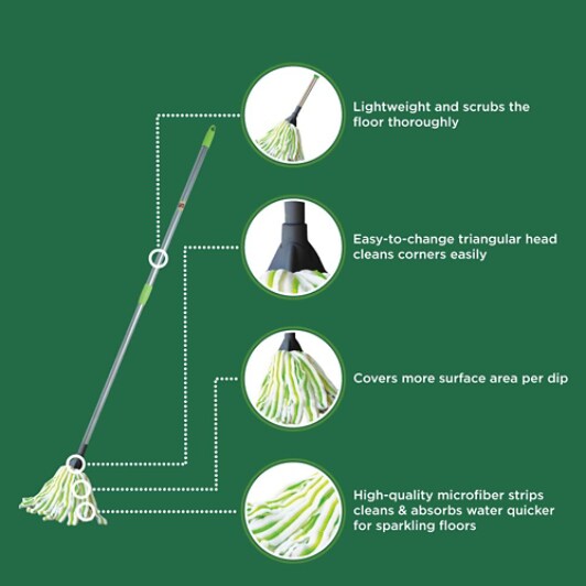 Scotch-Brite® Microfiber Strip Mop with extendable handle, 109.2 cm X ...