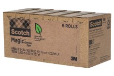 Scotch® Magic™ Greener Tape 812-6P, 6 pack, 3/4 in x 900 in (19 mm x 22 ...