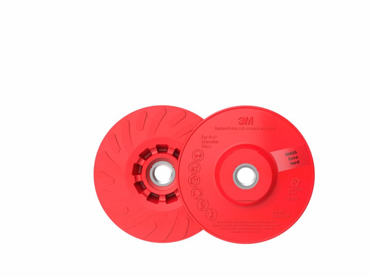3M™ Disc Back-up Pad Ribbed, 88655, Extra Hard, Red, 4-1/2 in, One ...