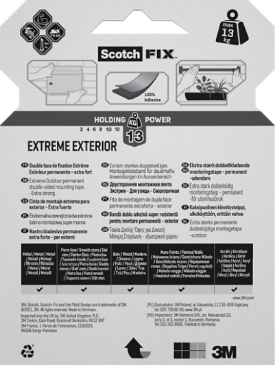 Scotch-Fix™ Extreme Exterior Mounting Tape PT1100-1950-P, 19mm x 5m, 1 ...