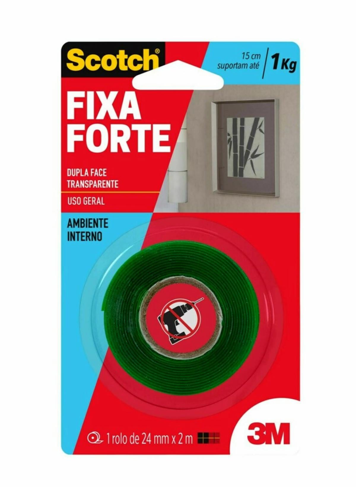 Fita Dupla Face 3M™ Scotch® Fixa Forte, Transparente, 24 mm x 2 m | 3M ...