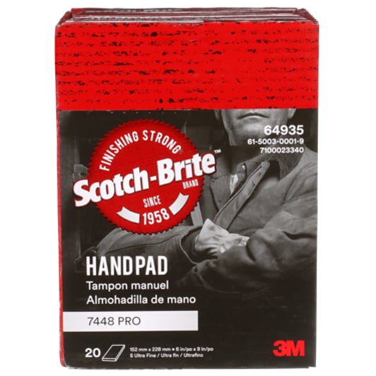 Scotch-Brite™ PRO Hand Pad, 7448, 9 in x 6 in (22.86 cm x 15.24 cm), 20 ...
