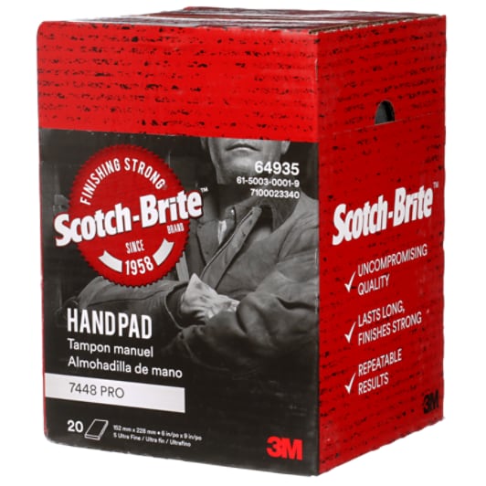 Scotch-Brite™ PRO Hand Pad, 7448, 9 in x 6 in (22.86 cm x 15.24 cm), 20 ...