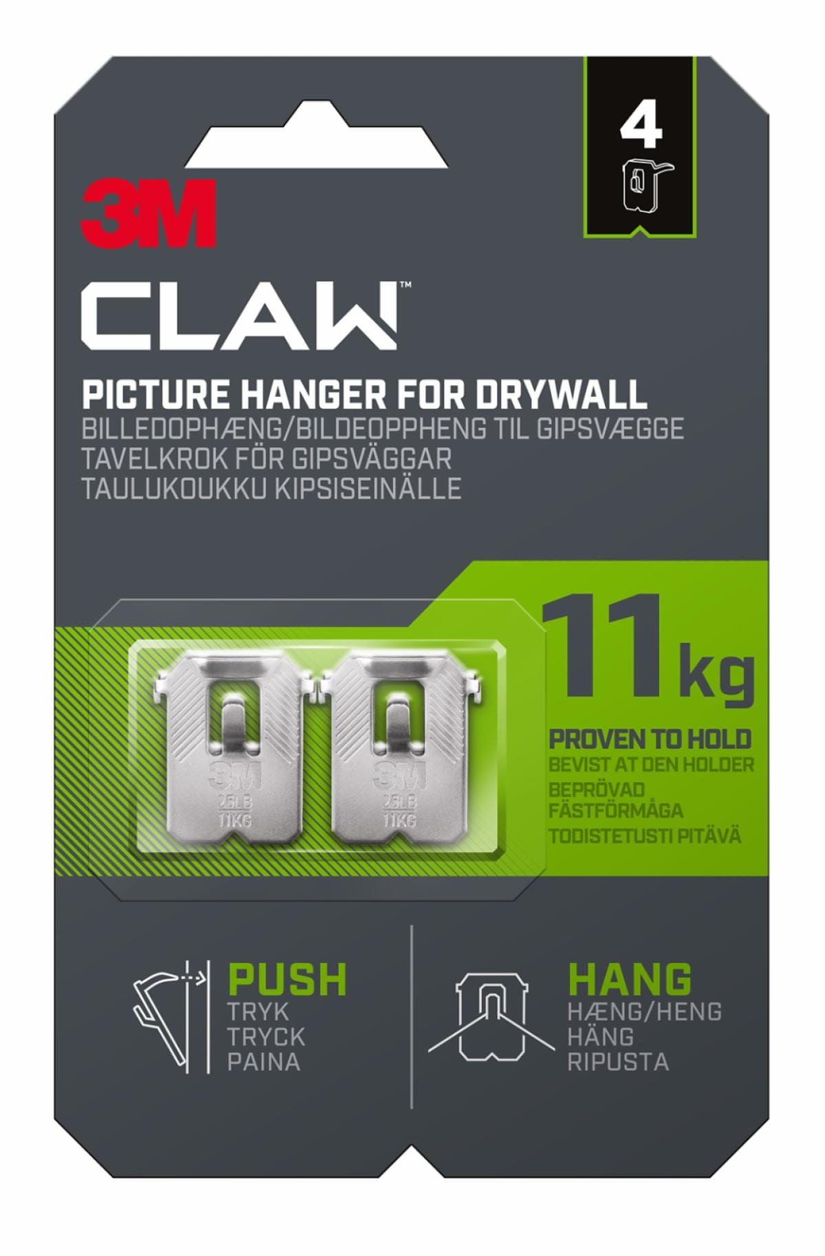 3M CLAW™ Drywall Picture Hanger 11 kg 3PH11-4UKN, 4 hangers | 3M Ireland