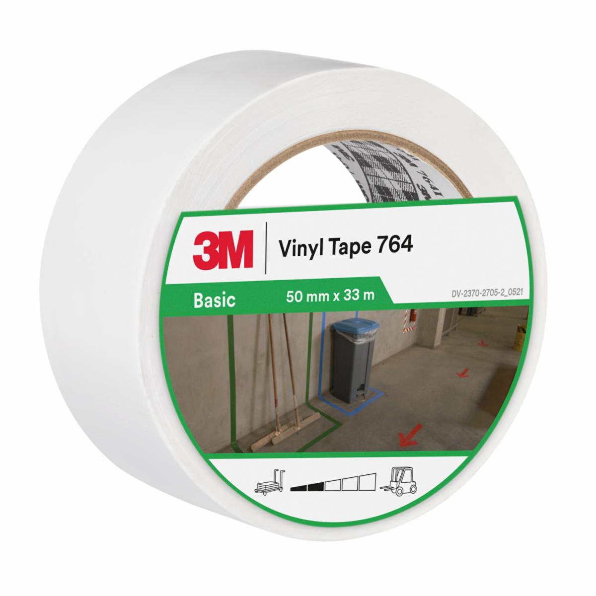 3M™ Universal vinyltape 764, Hvit, 50 mm x 33 m, 12 rundstykker ...