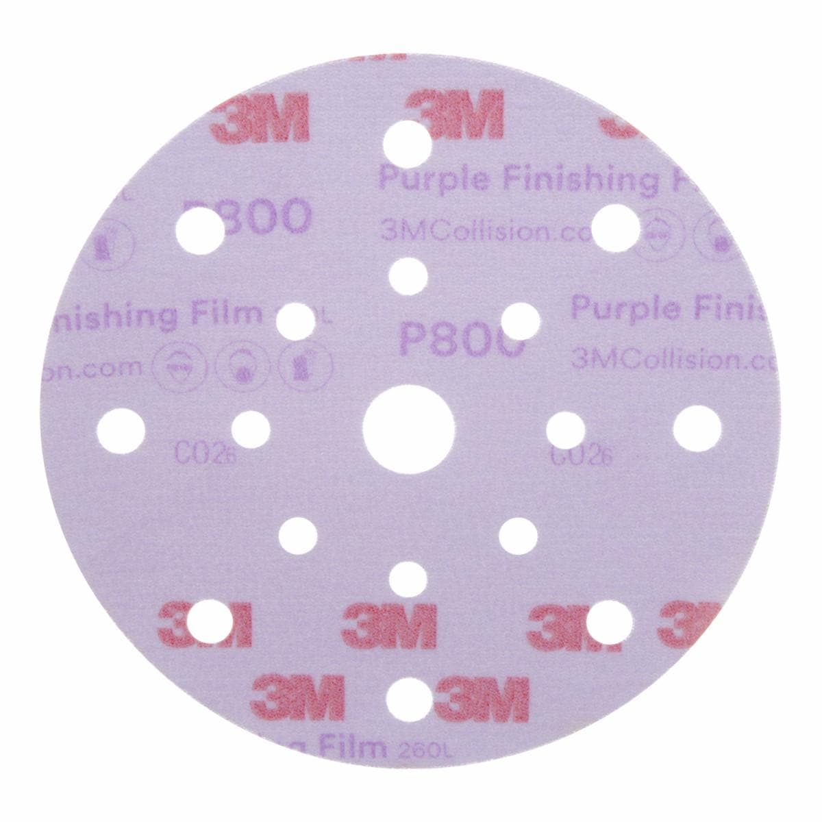 3M™ Hookit™ Purple Finishing Film Abrasive Disc 260L, 34871, 6 in, Dust ...