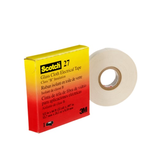 Scotch® 27 Glass Cloth Electrical Tape, white, 1/2 in x 66 ft, rubber ...