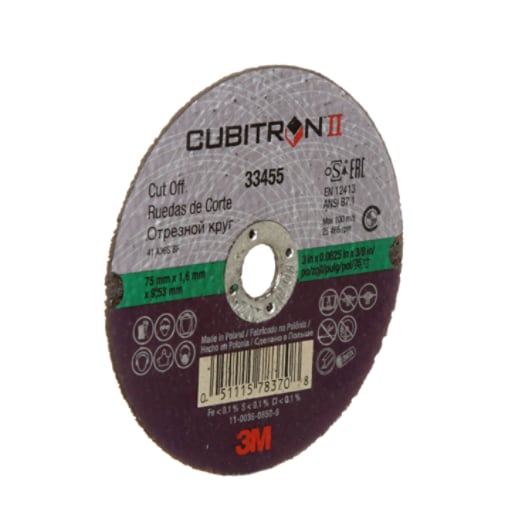3M™ Cubitron™ II Cut-Off Wheel, 33455, 3 in x 1/16 in x 3/8 in | 3M Canada