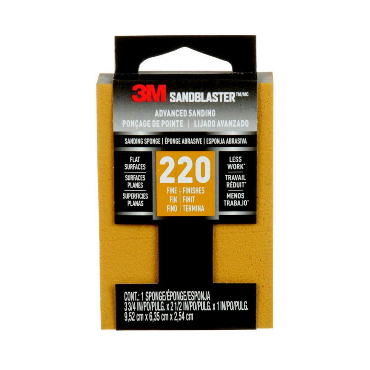 3M™ SandBlaster™ Sanding Sponge 20907-220, 220 Grit, 3 3/4 in x 2 1/2 ...