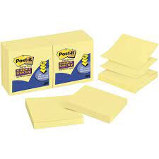 3M™ Super Sticky Pop-Up R330-SSCY, Yellow, 3 x 3 in, 144 Pads/Carton ...