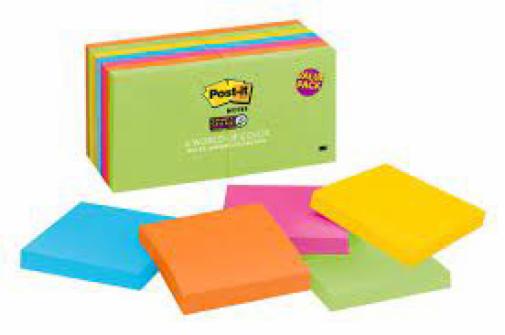 Post-it® Super sticky Notes IB 656-12, Assorted color TH, 50 mm x 76 mm ...