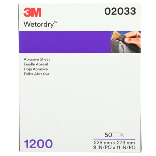 3M™ Wetordry™ Abrasive Sheet, 401Q, 02033, 1200, 9 in x 11 in (22.86 cm ...