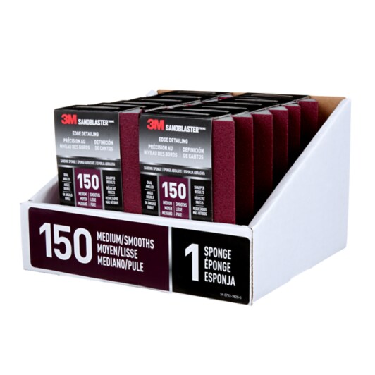 3M™ SandBlaster™ Sanding Sponge 9562, Dual Angle, 150 Grit, 4 1/2 in x ...