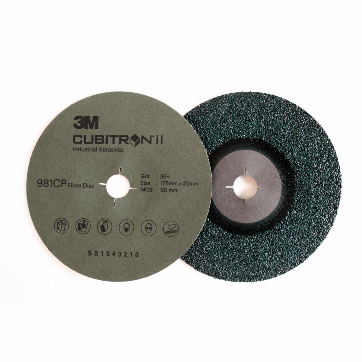 3M™ Cubitron™ II Fibre Disc 981CP PSG, 36+, 5 in x 7/8 in, 10 ea/Pack ...