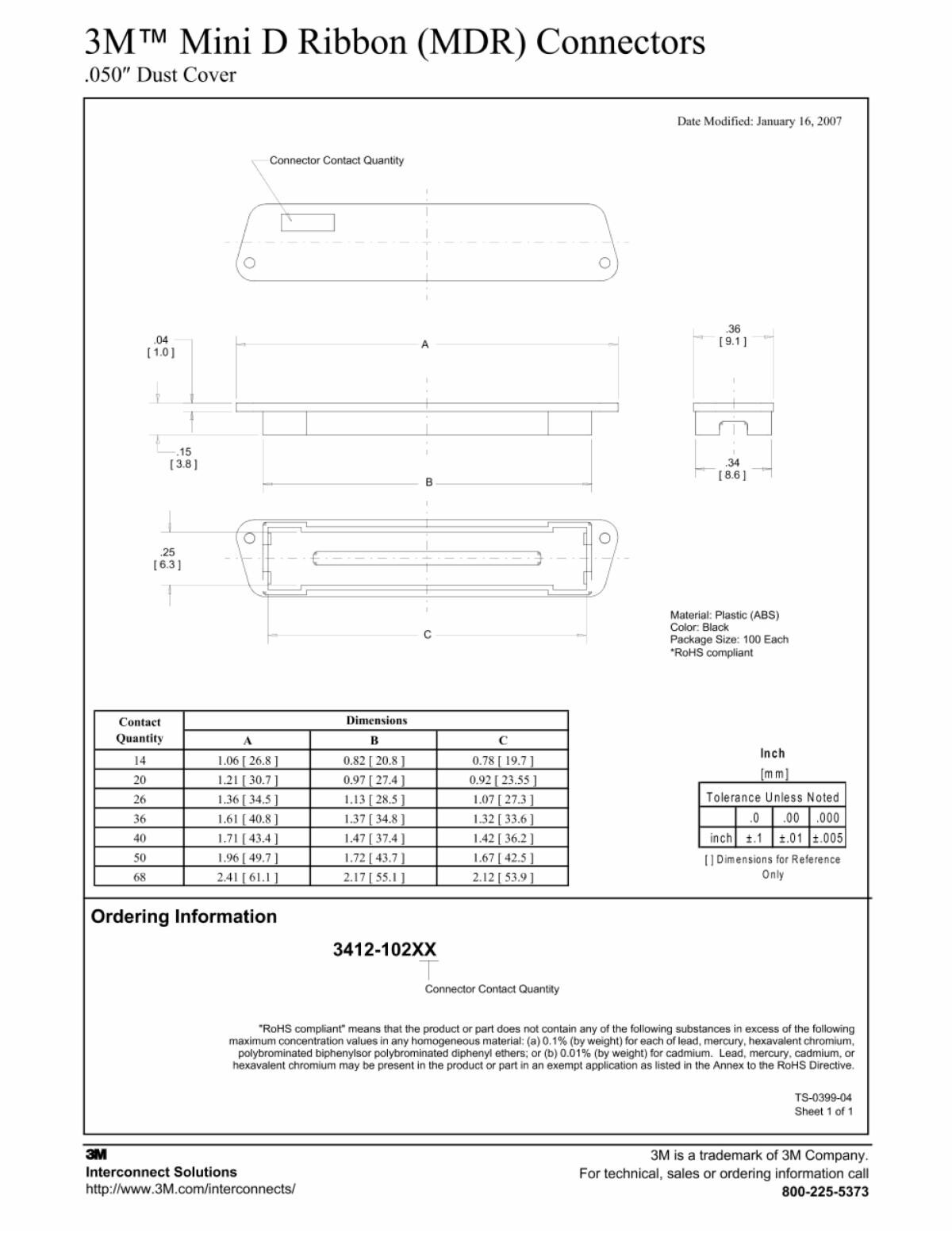 3M™ Mini Delta Ribbon (MDR) Connectors Dust Cover 3412-102XX | 3M India