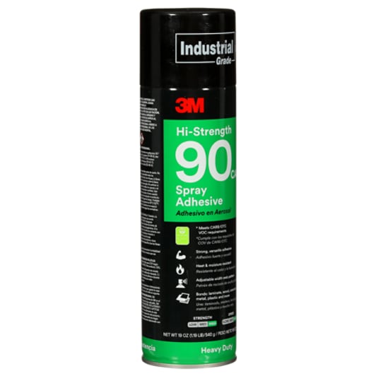3M™ Hi-Strength 90 CA Spray Adhesive - Low VOC %3C25% Clear, Net Wt 19.0 oz, 12 per case | 3M Canada
