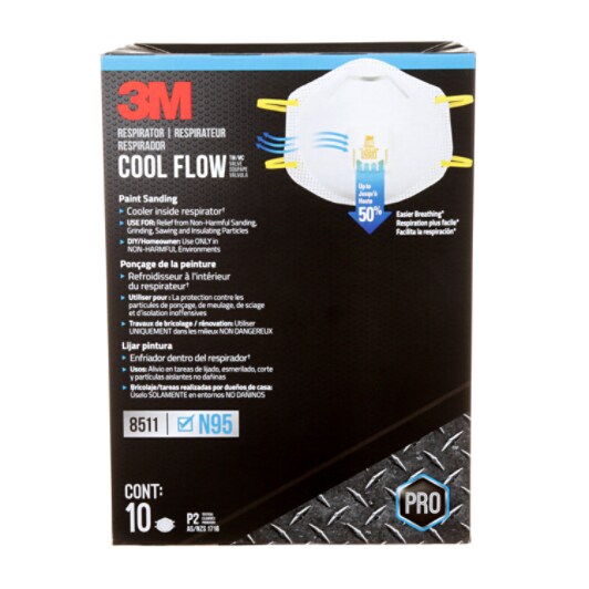 3M™ Respirator 8511P10-DC-PS, Pro Series, Paint Sanding, N95, Valved ...