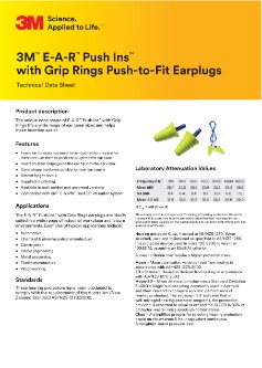 3M™ E-A-R™ Push-Ins™ with Grip Rings Corded Earplugs, Poly Bag 318-1009 ...