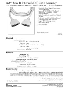 3M™ Mini Delta Ribbon (MDR) Cable Assembly, 14526-EZ8B-XXX-07C | 3M ...