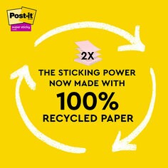 Post-it® 100% Recycled Paper Super Sticky Dispenser Pop-up Notes ...
