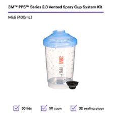 3M™ PPS™ Series 2.0 Vented Spray Cups Kit 26162, Midi (13.5 fl oz, 400 ...
