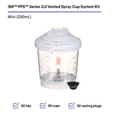 3M™ PPS™ Series 2.0 Vented Spray Cups Kit 26161, Mini (8.5 fl oz, 250 ...