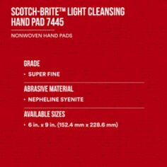 Scotch-Brite™ Light Cleansing Hand Pad 7445, HP-HP, Nepheline Syenite ...