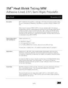 3M™ Heat Shrink Multiple-Wall, Semi-Rigid Polyolefin Tubing MW-3/16-48 ...