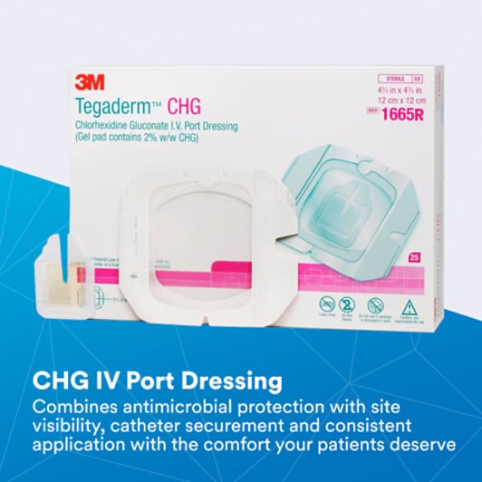 3M™ Tegaderm™ CHG Chlorhexidine Gluconate I.V. Port Dressing kit 1665R ...
