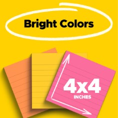 Post-it® Super Sticky Notes, 4 in. x 4 in., Assorted Bright Colors ...